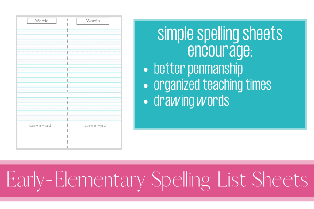 Early Elementary Spelling Sheets – shop.simplehomeblessings.com